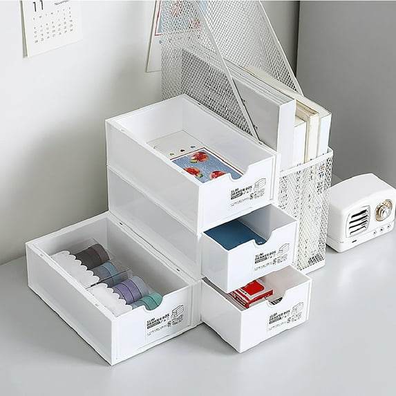Desk Organizer, Stackable Drawers with Clear Storage Box, Small Desktop Organizer for Office ...