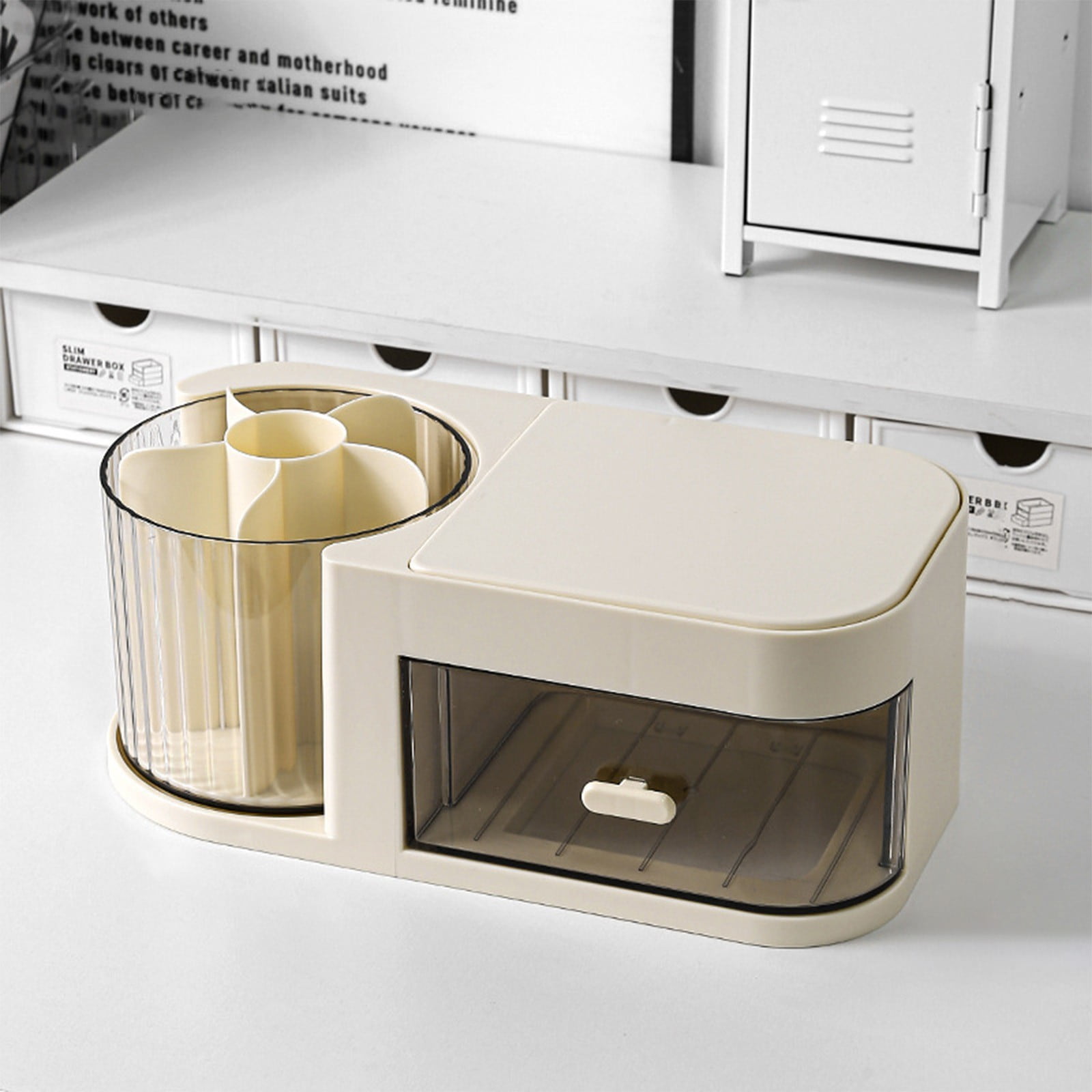 Desk Organizer Storage Box | Large Capacity Plastic Pencil Holder Tray ...