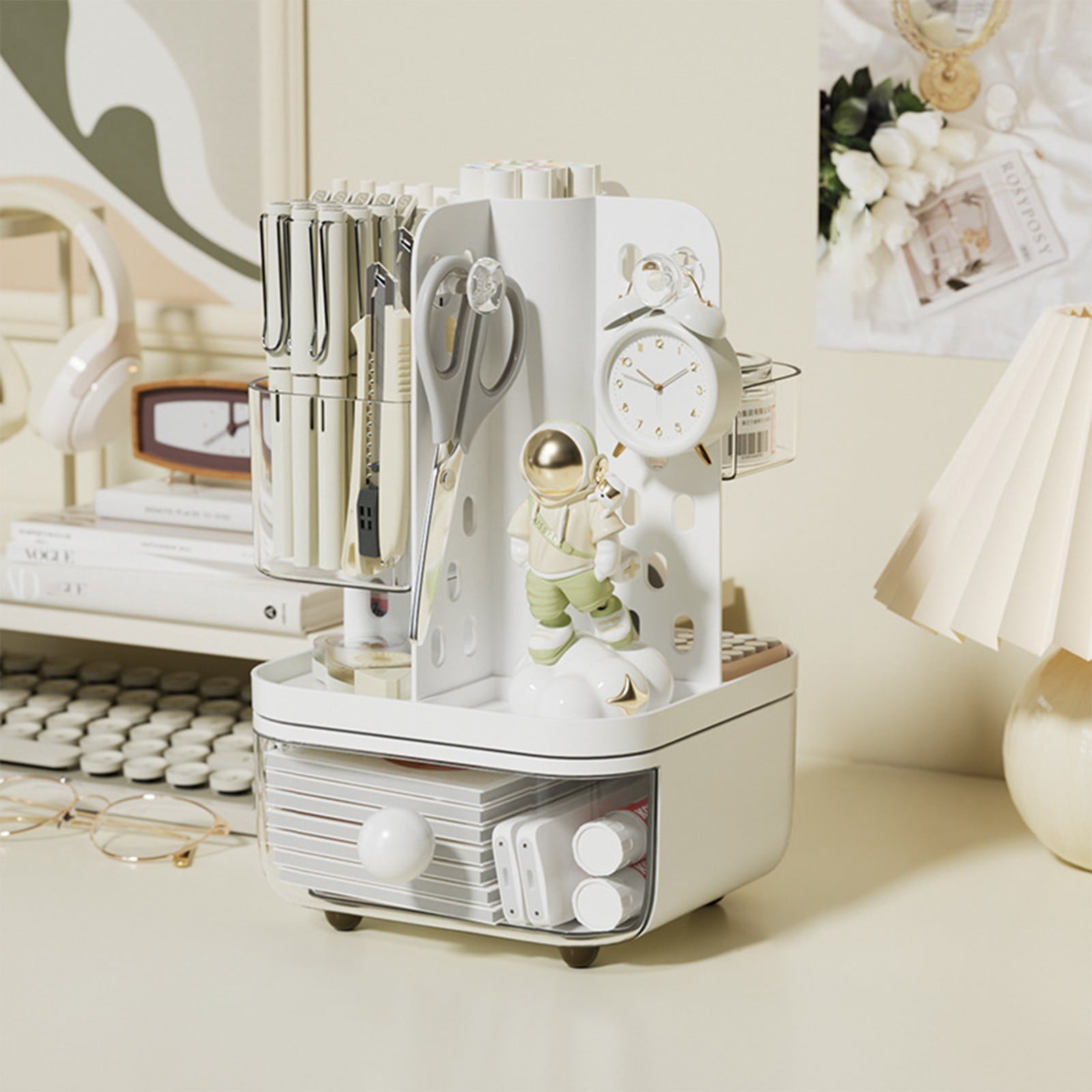 Desk Organizer Storage Rack, Modern Pencil Cup and Stationery Tray for ...