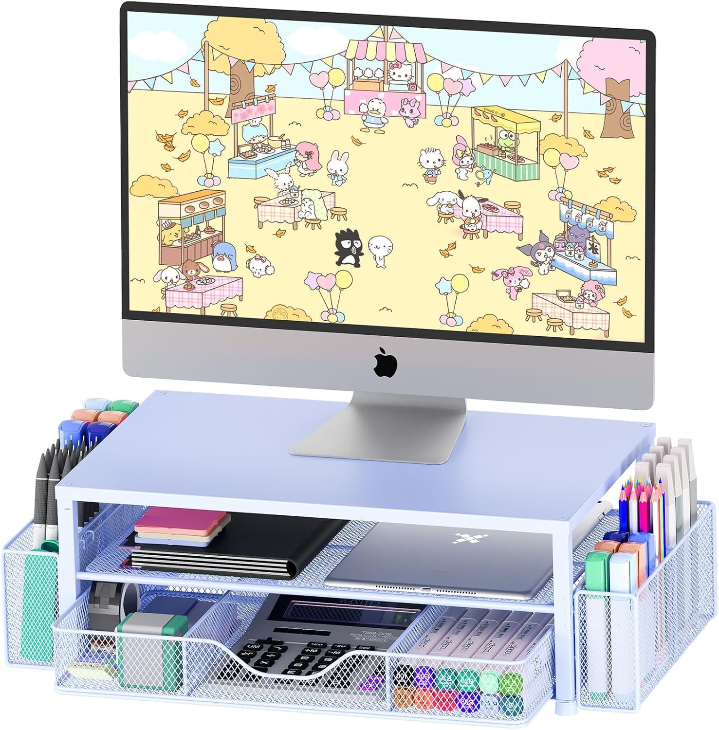Desk Organizer and Accessories, Computer Monitor Stand Riser with ...