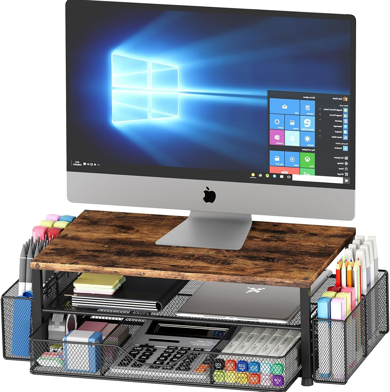Desk Organizer and Accessories, Computer Monitor Stand with Drawer and ...