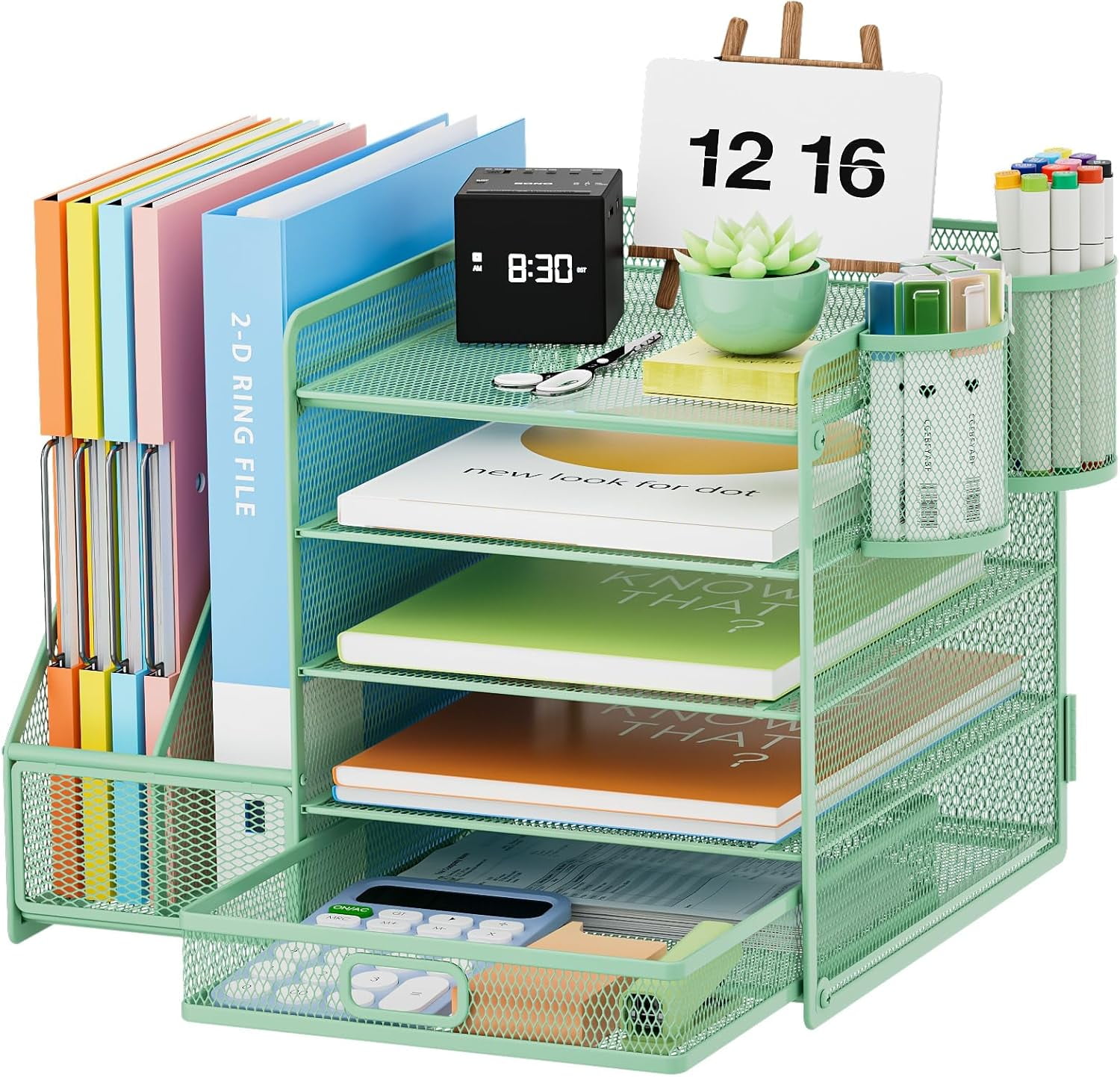 Desk Organizer with Document Holder, Paper Letter Tray Organizer with ...