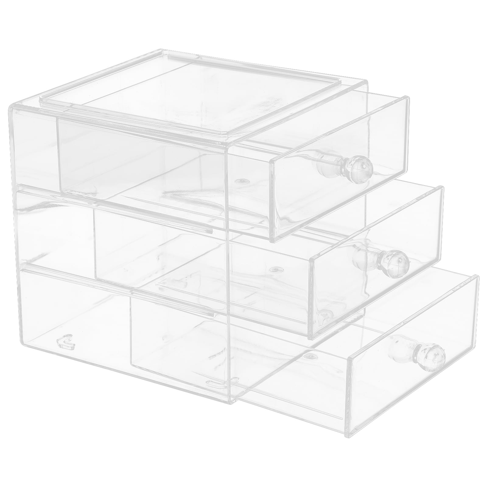 Desk Organizer with Drawers Clear Storage Drawer 3-layer Cosmetic ...