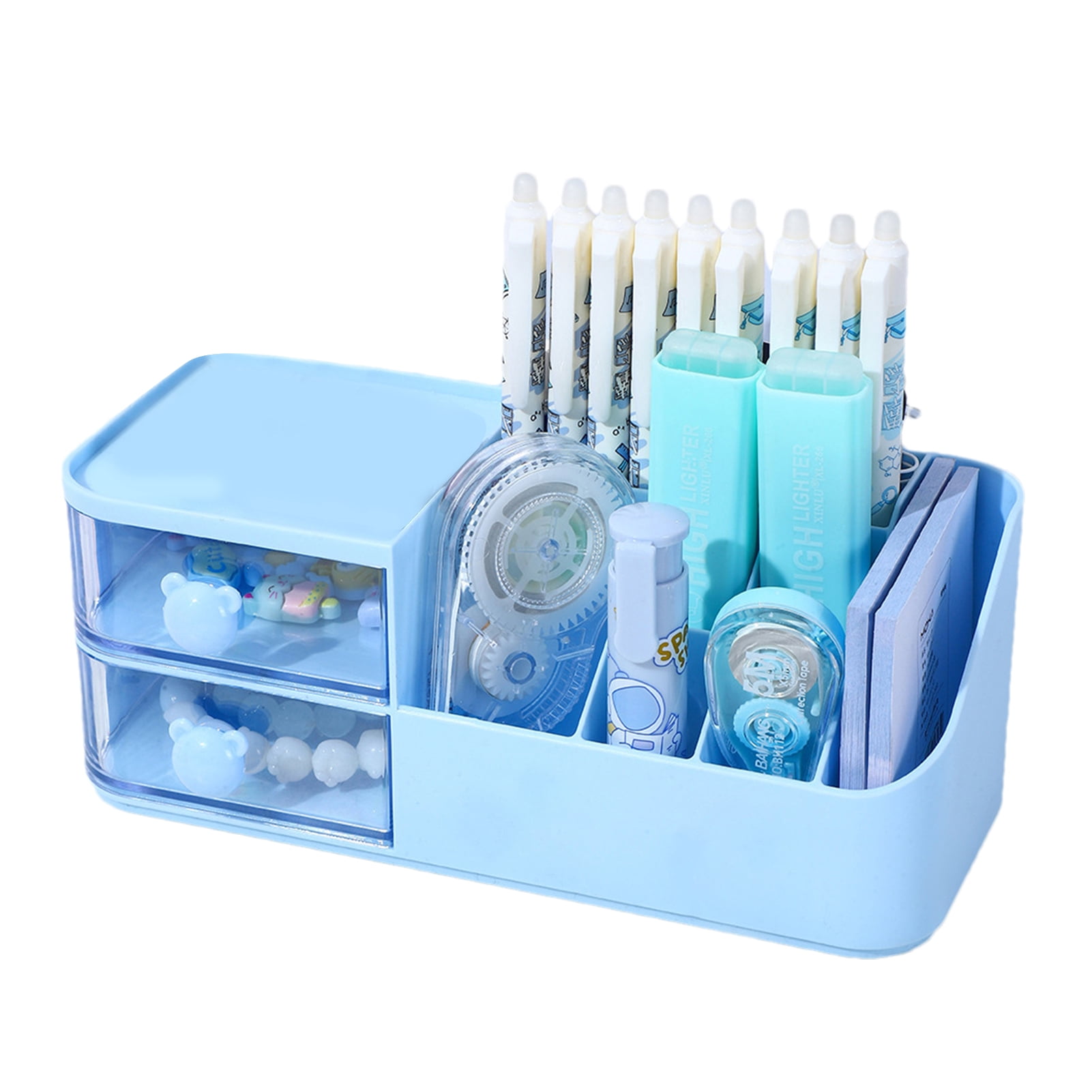 Desk Organizer with Drawers, Stationary Divided Storage Shelf, Cute ...