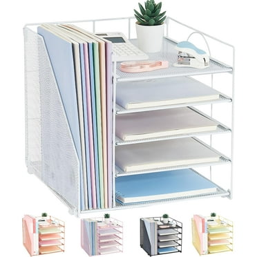 Marbrasse Desk Organizer with File Holder, 5-Tier Paper Letter Tray ...
