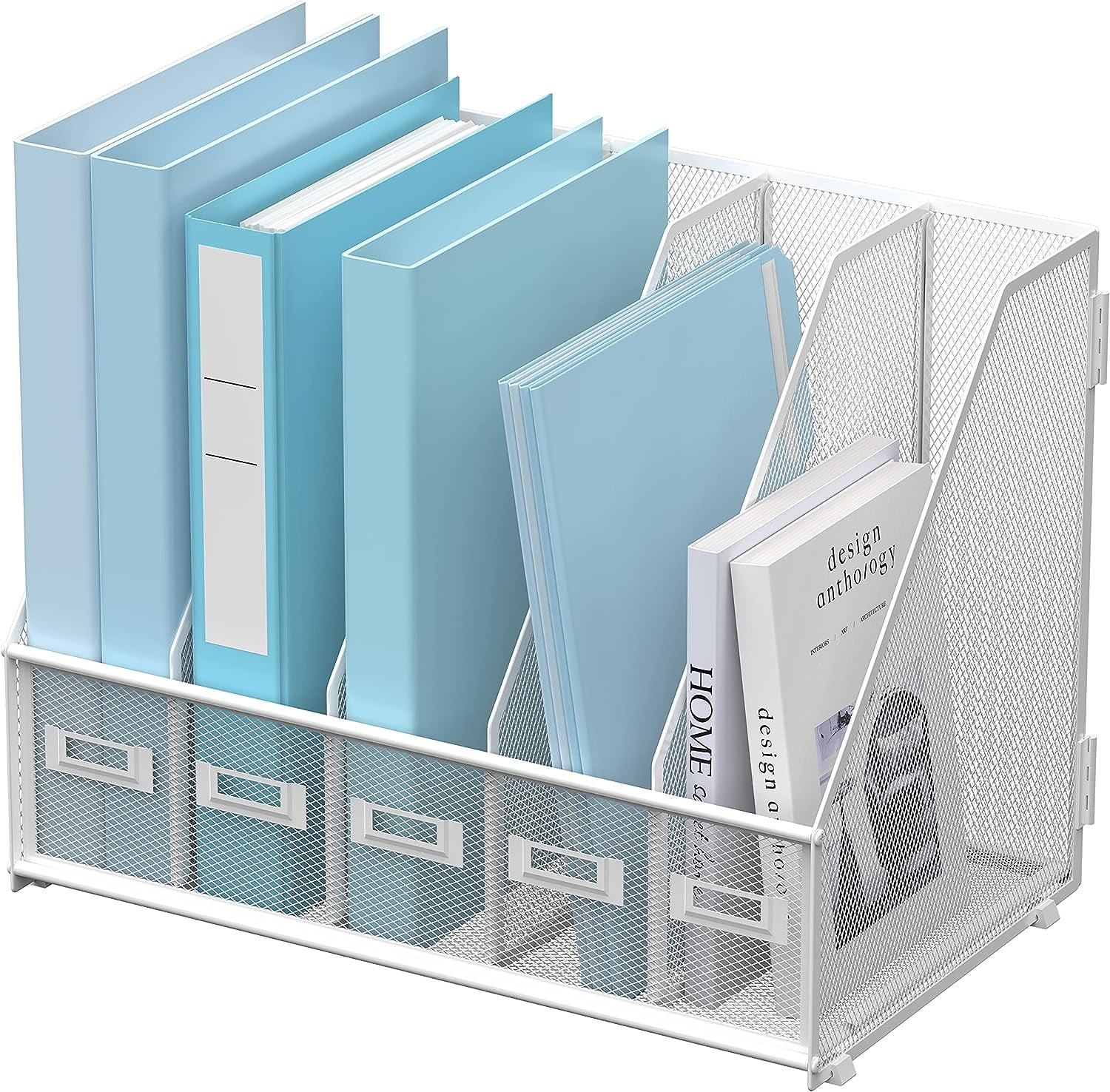 Intige 5 Vertical Compartment File Organizer, White - Walmart.com