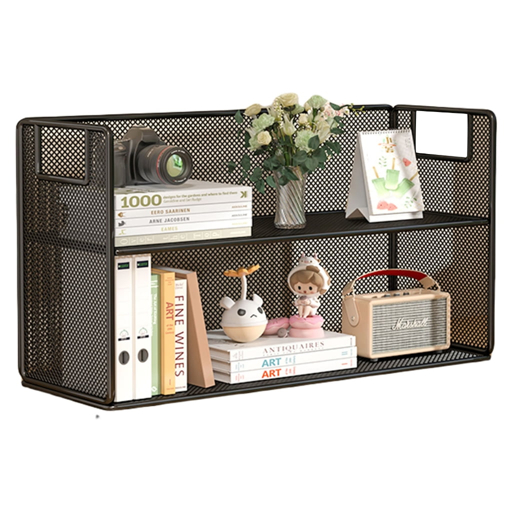 Desk Organizers Storage Stand Metal Mesh File Organizers Multi Tiered Mesh Bookshelf Book ...