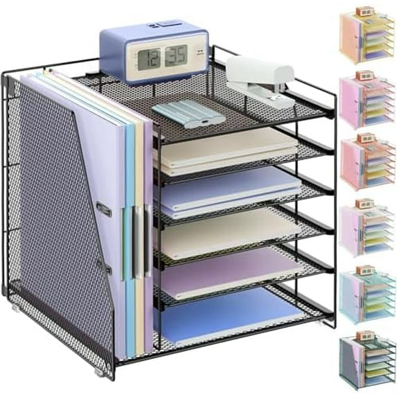 Desk Organizers and Accessories, 6-Tier Paper Organizer with File ...