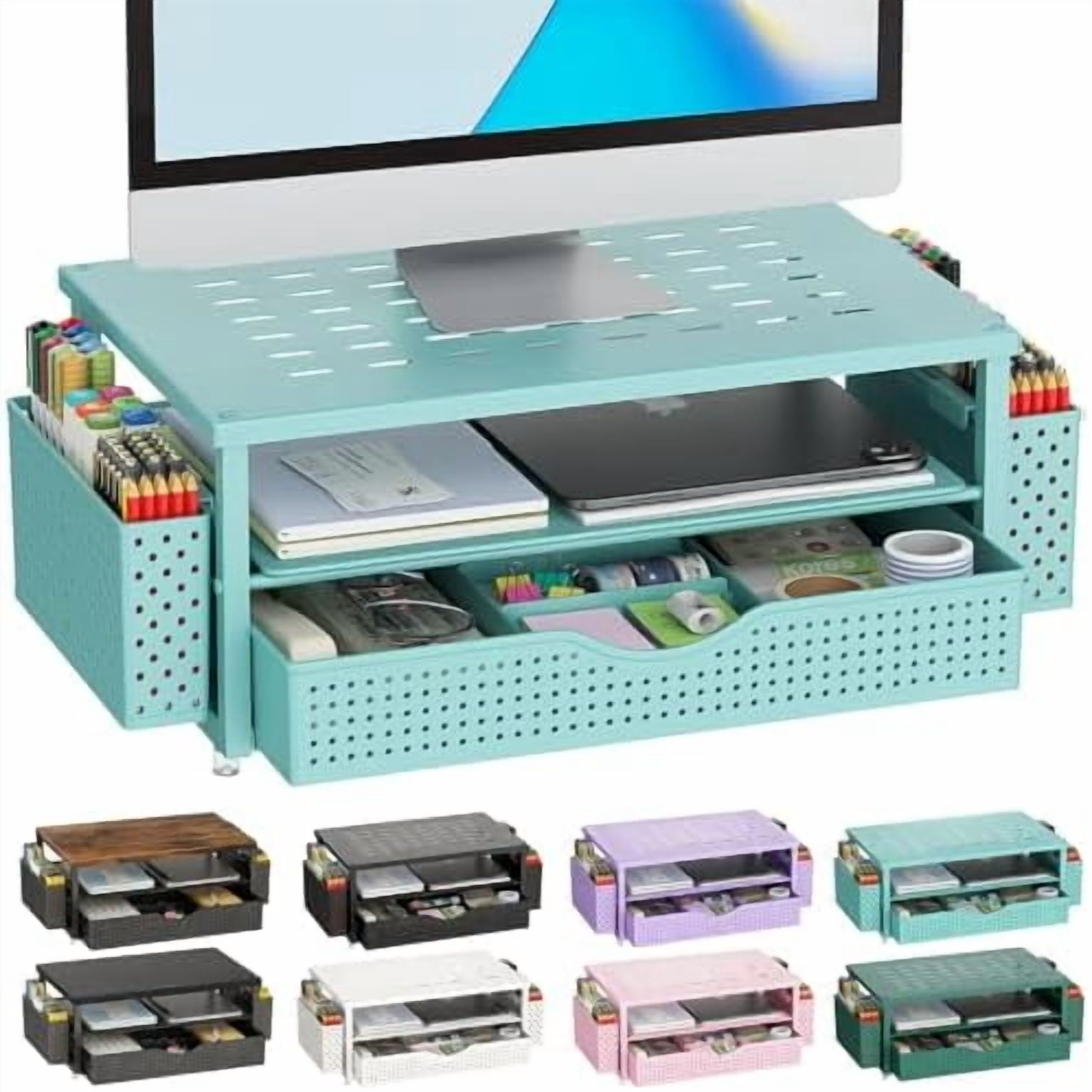 Desk Organizers and Accessories, Monitor Stand with Drawer and 2 Pen ...