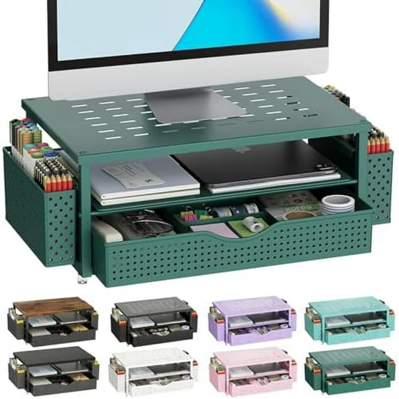 Desk Organizers and Accessories, Monitor Stand with Drawer and 2 Pen ...