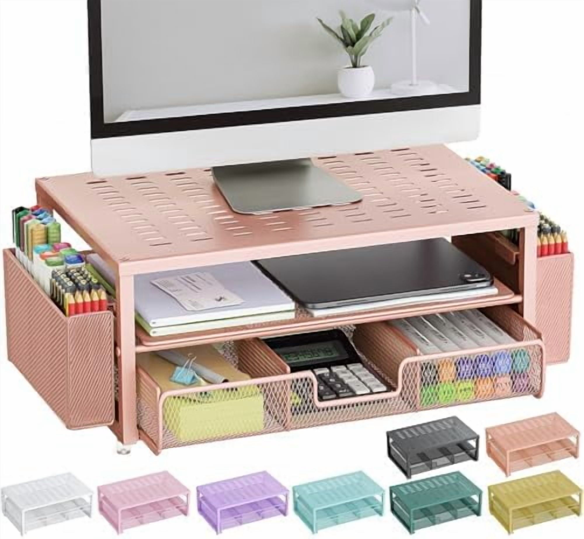 Desk Organizers and Accessories, Monitor Stand with Drawer and 2 Pen ...