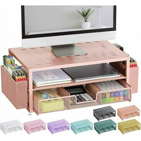 Desk Organizers and Accessories, Monitor Stand with Drawer and 2 Pen ...