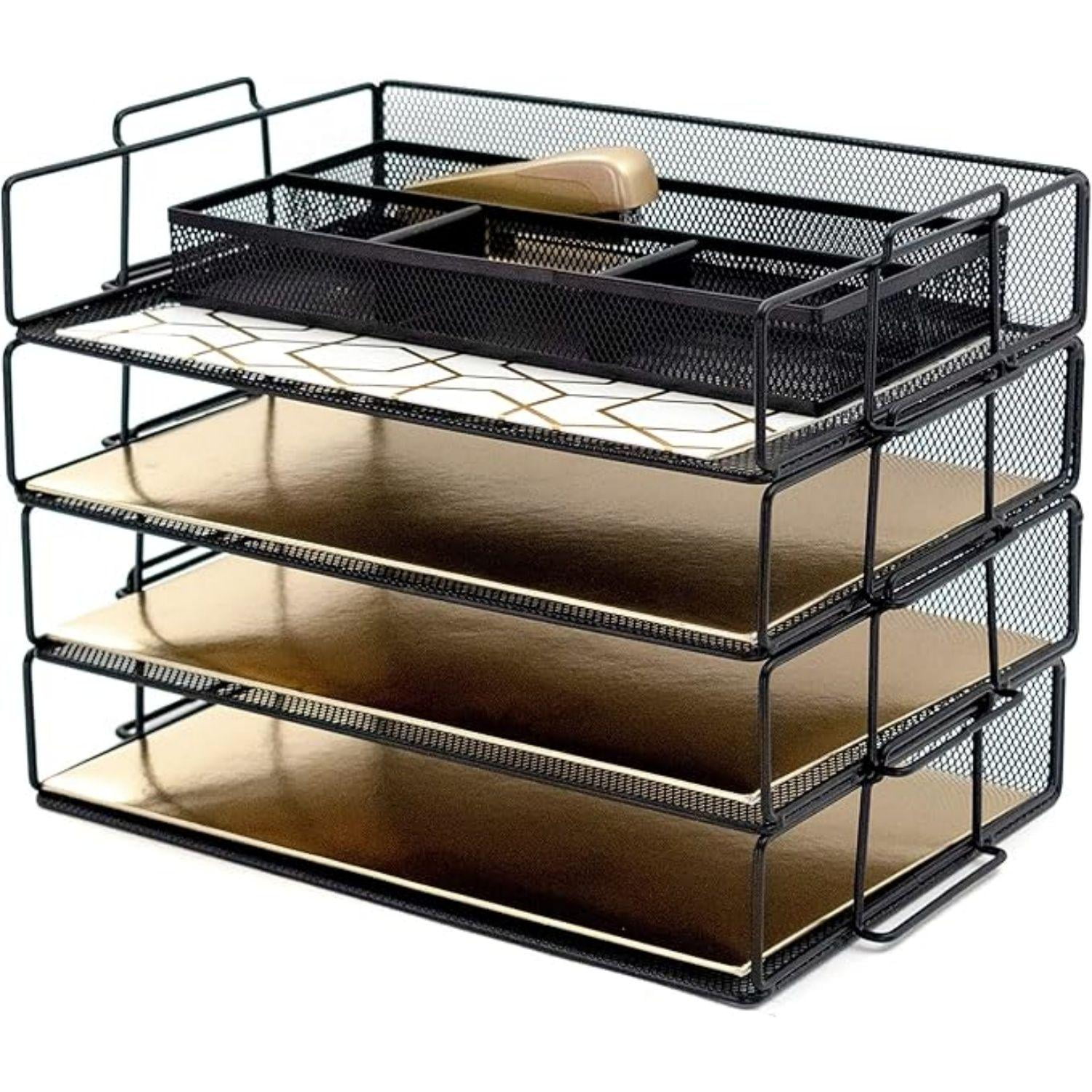 Desk Organizers and Accessories Stackable Paper Tray - 4 Tier Stackable ...