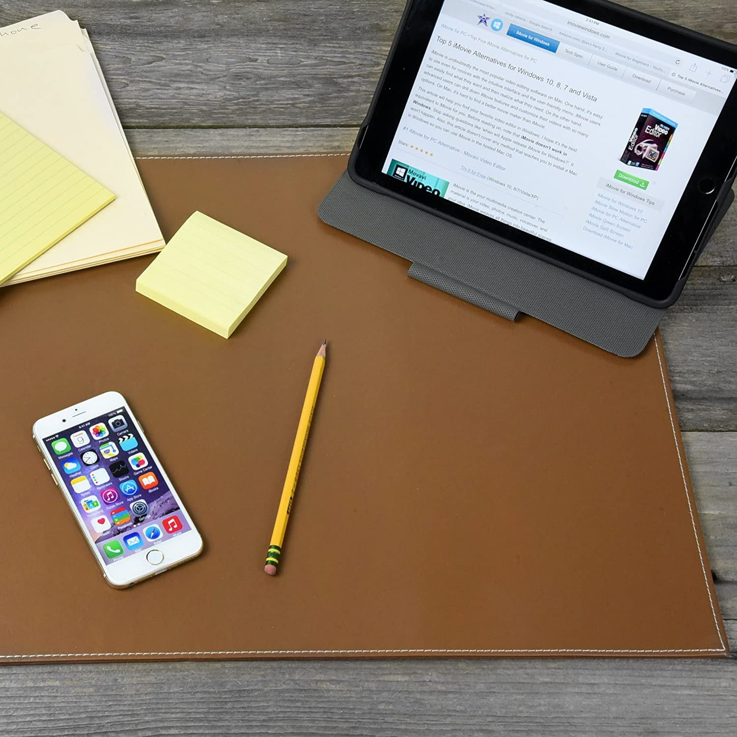 Desk Pad Blotter Protector with Velvet Bottom. Color Tan Size 16 x 24 ...