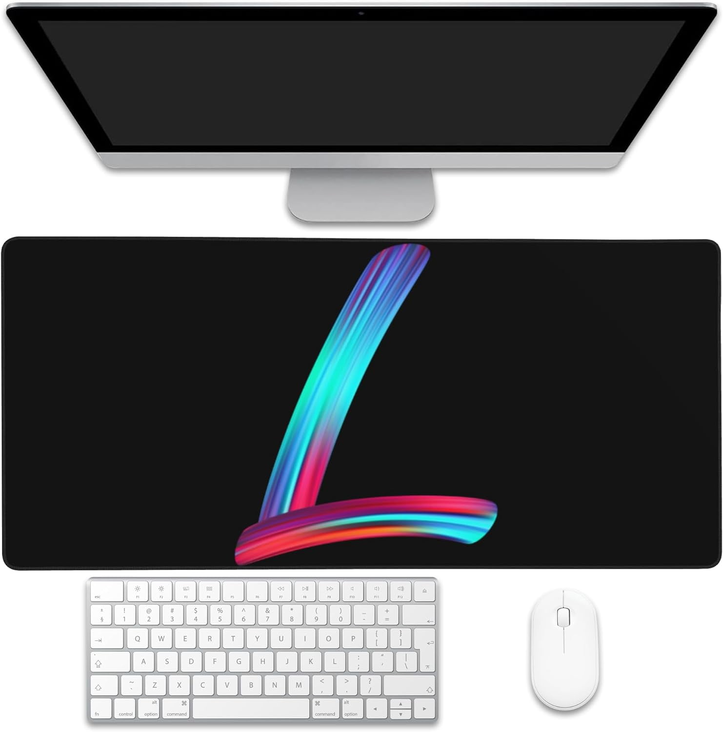 Desk Pad, Colorful Letter L Extended Gaming Mouse Pad Large, 35.4"x15.7 ...