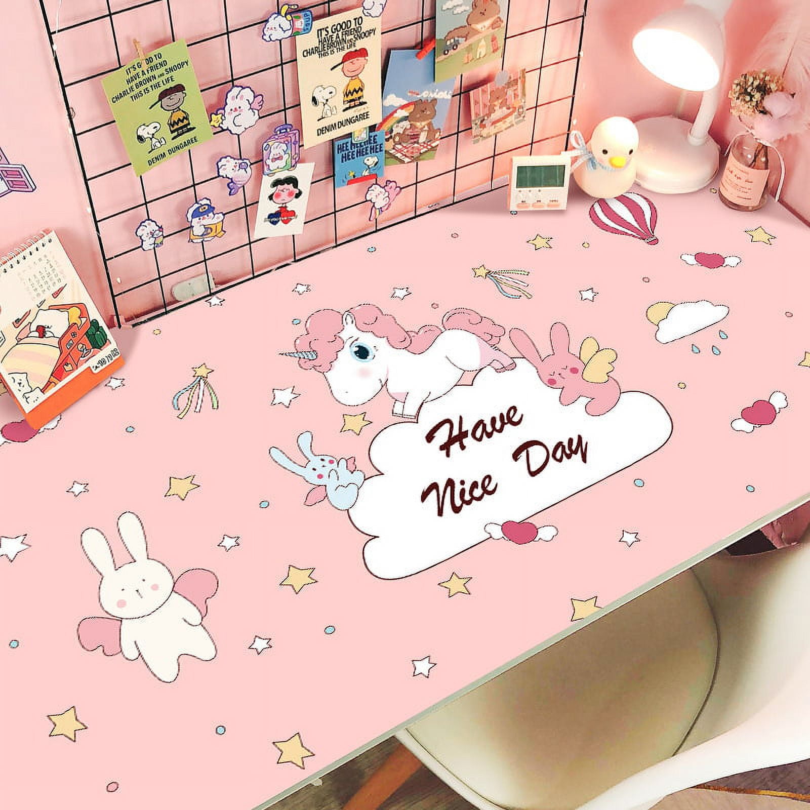 Desk Pad, Cute Cartoon Table Cover Desk Mat Water Repellent Protector ...