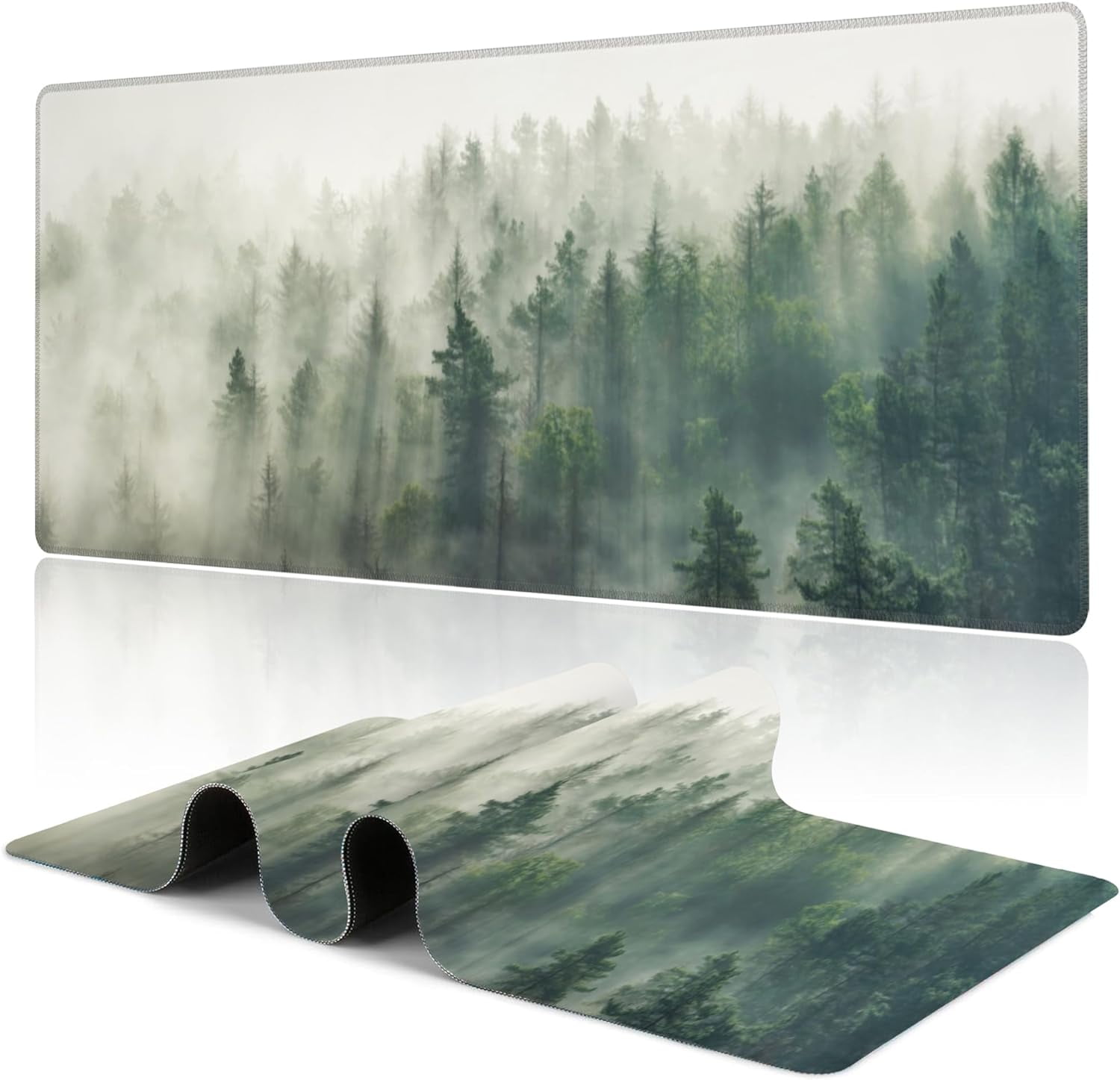 Desk Pad,Misty Fog Forest Gaming Mouse Pad,31.5"X15.7" Extended Gaming ...