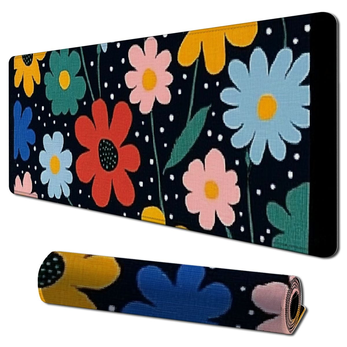 Desk Pad,Vintage Groovy Flowers Gaming Mouse Pad,Computer Desk Mat ...