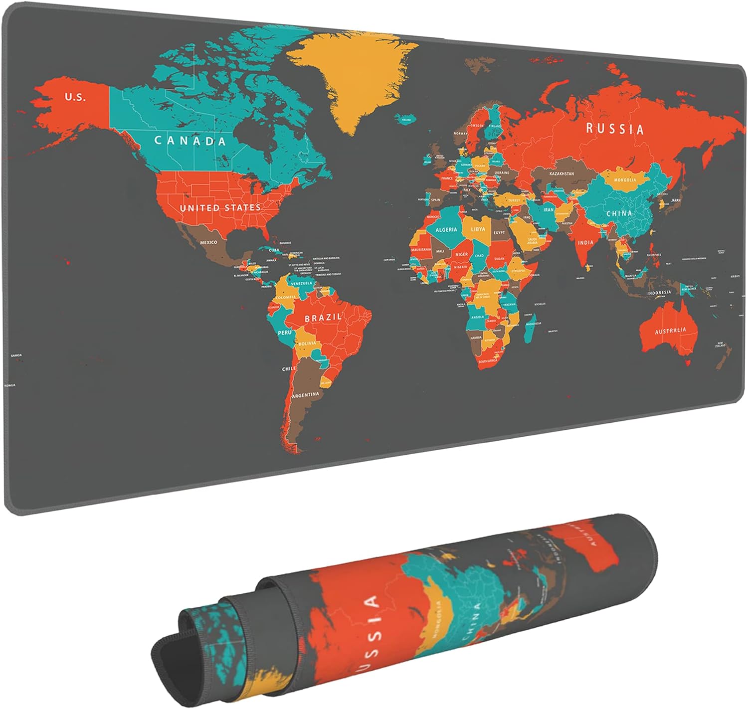 Desk Pad, World Map Gaming Mouse Pad,Computer Desk Mat Keyboard with ...