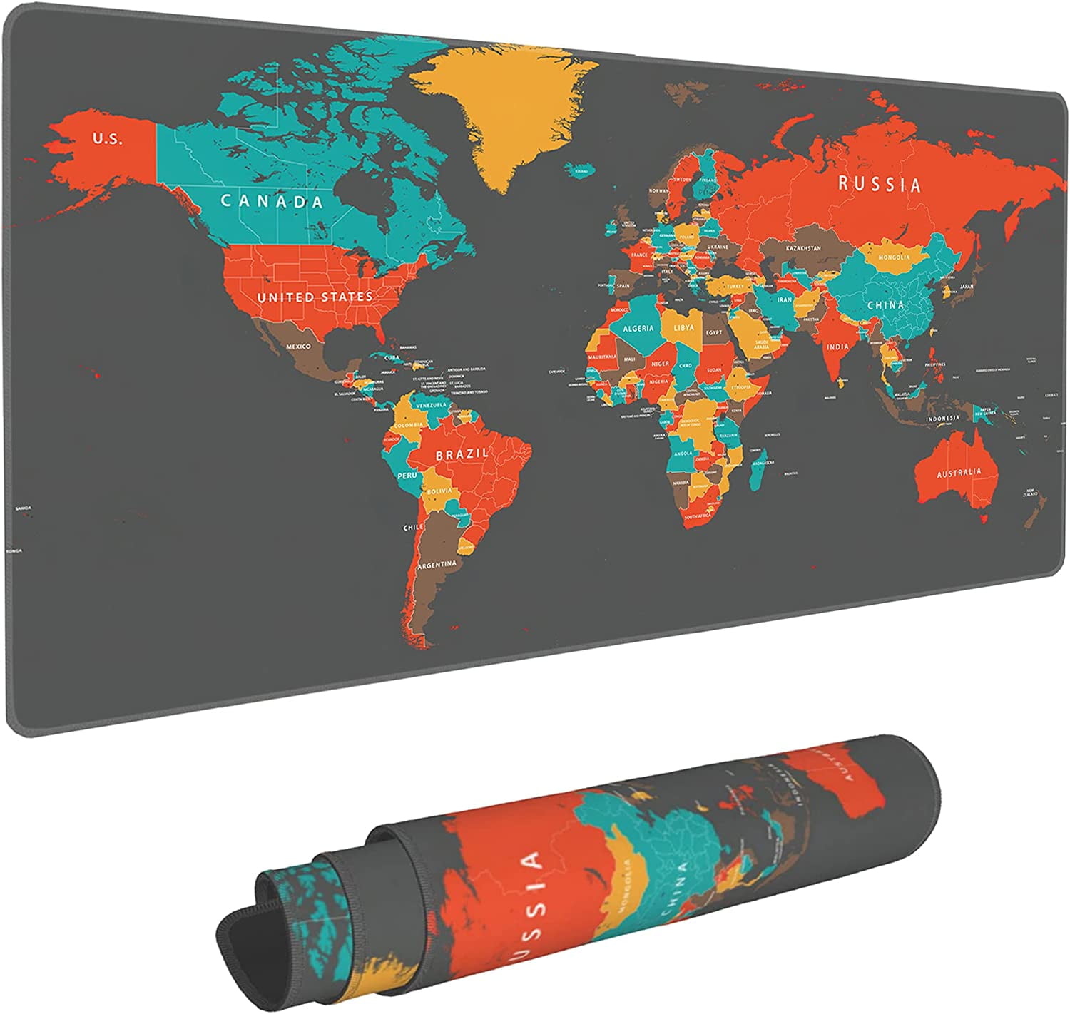 Desk Pad, World Map Gaming Mouse Pad,Computer Desk Mat Keyboard with ...