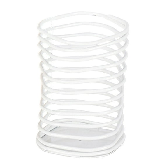 Desk Pen Organiser Storage Box Square Shape Metal Spring Pen Cup For ...