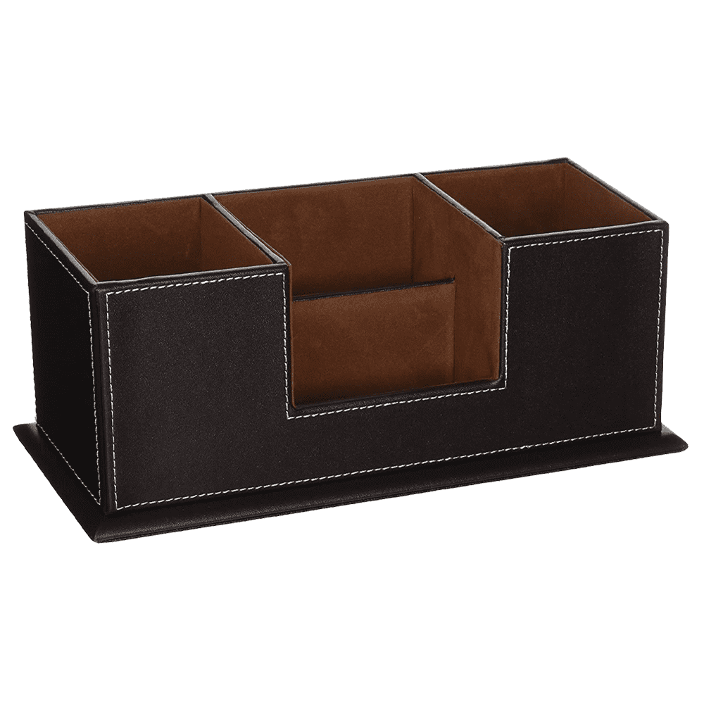 Pu Leather Pen Pencil Holder With 4 Compartment,Multifunctional Desk ...