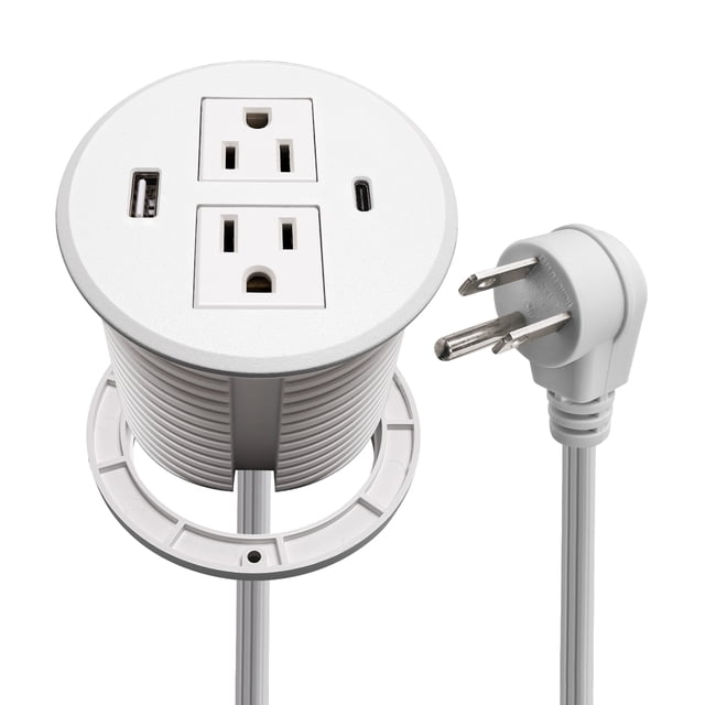Desk Power Grommet USB C, PD Fast Charge Desktop Power Strip 2 Outlets ...