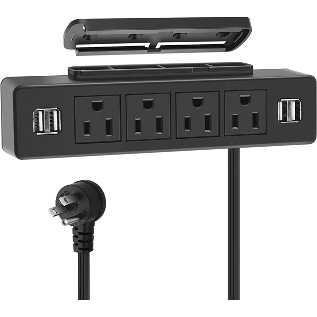 Under Desk Power Strip, Adhesive Mount Power Strip with USB, Desktop ...