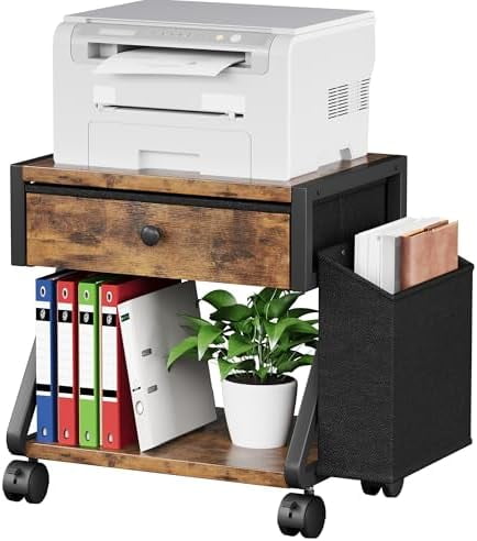 Under Desk Printer Stand, 2-Tier Industrial Mobile Printer Table with ...