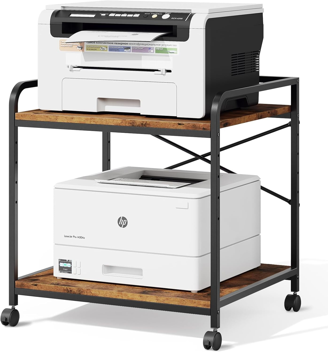 Under Desk Printer Stand - Large Printer Table with Adjustable Storage ...