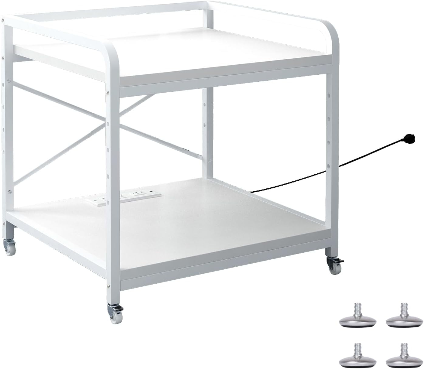 Under Desk Printer Stand with Power Outlet Large Printer Table with ...