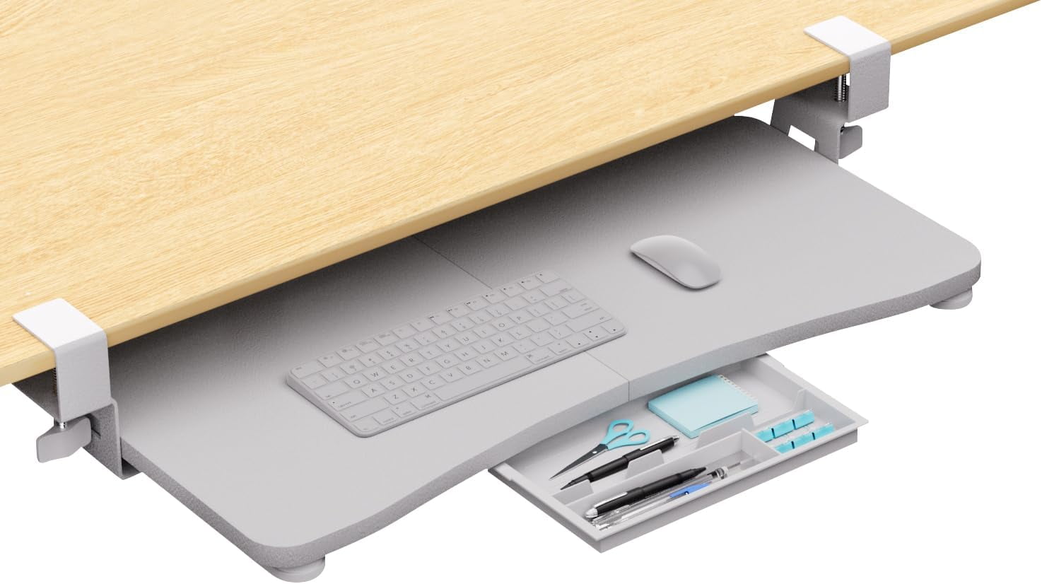 Under Desk Pull Out Desktop Keyboard Tray, 25.59" X 11.81" Large Size ...