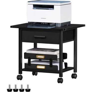Arlopu Mobile Printer Stand, 4 Tier Rolling Printer Cart Wood File ...