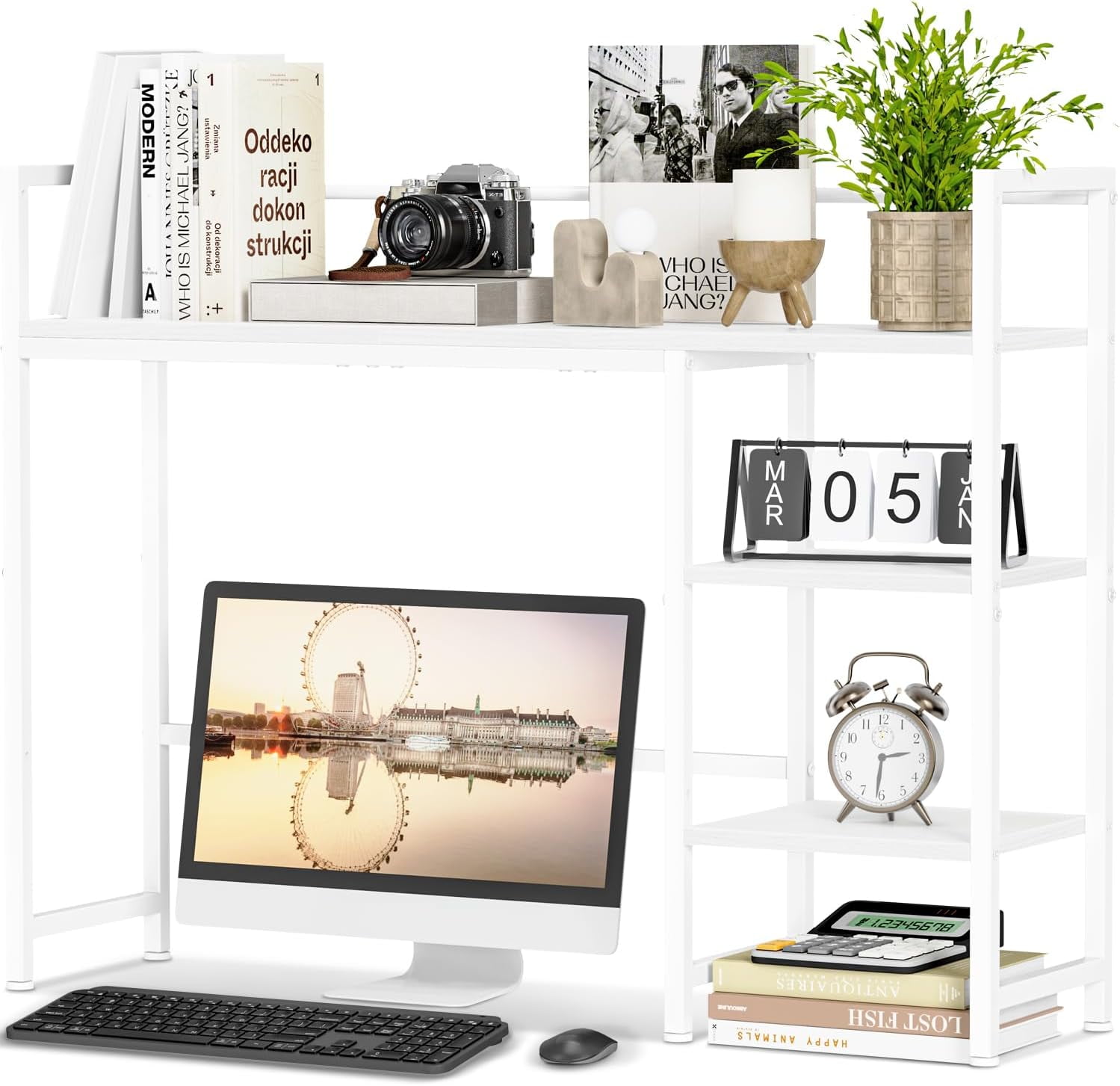 Desk Shelf, 38.6" Desktop Organizer Shelf, Desk Hutch for Computer ...