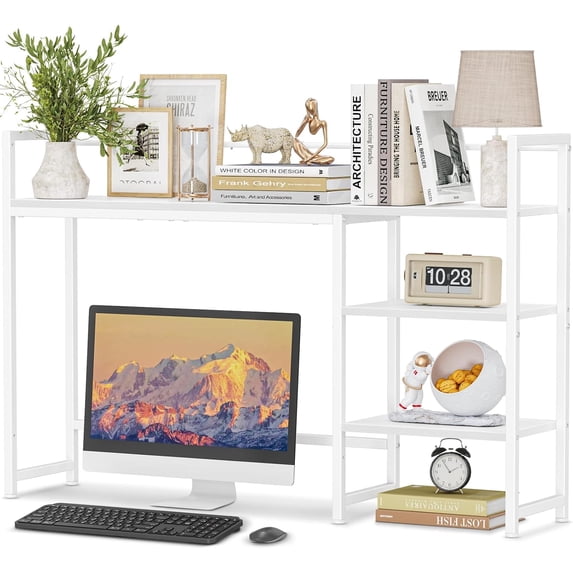Desk Shelf, 44.9" Large Desktop Organizer Hutch for Monitor, 4 Tier ...