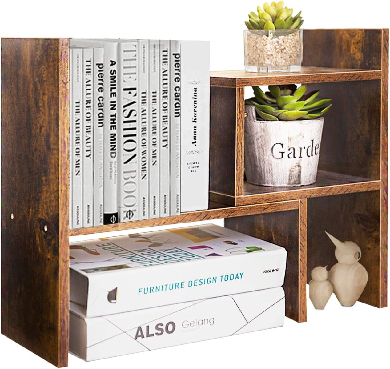 Desk Shelf Organizer Adjustable Wood Desktop Bookshelf Organizer Home ...