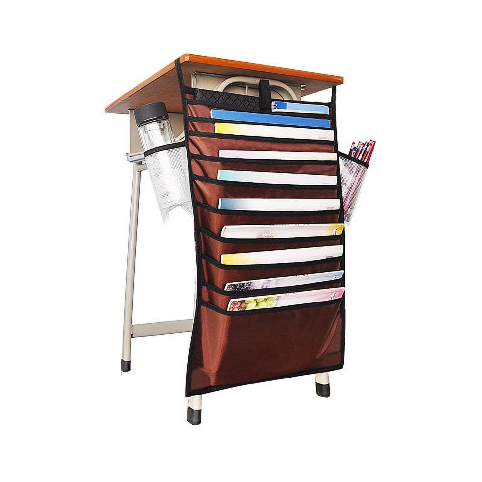 Desk Side Book Hanging Bag Heavy Duty 14 Pockets Desk Mount Hanging ...