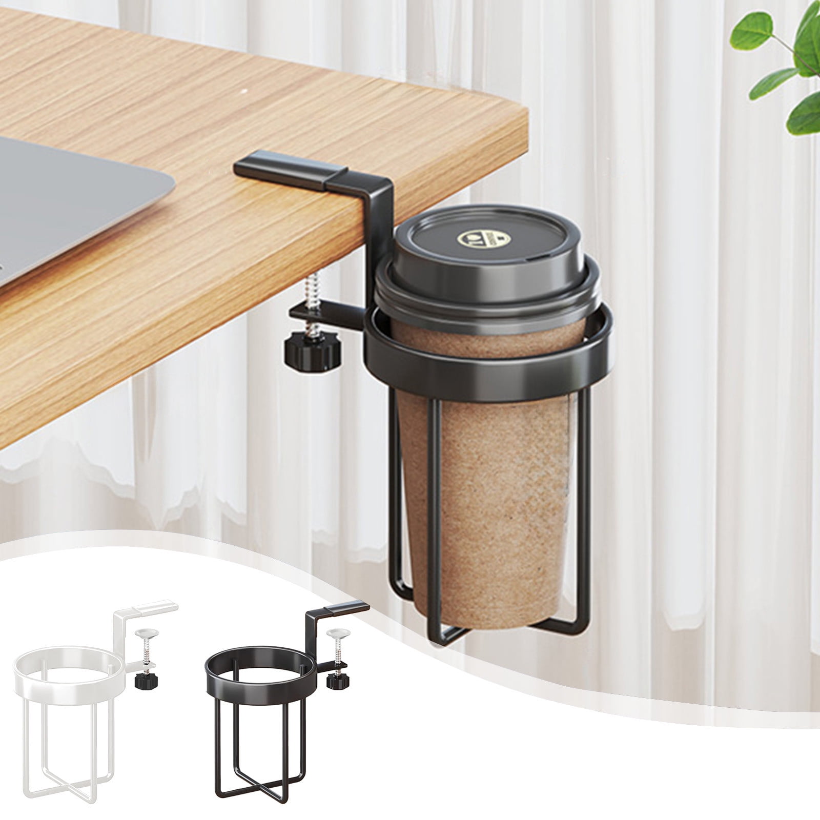Desk Side Fixed Cup Holder | Iron Coffee Drink Rack | No-Drill Clamp ...