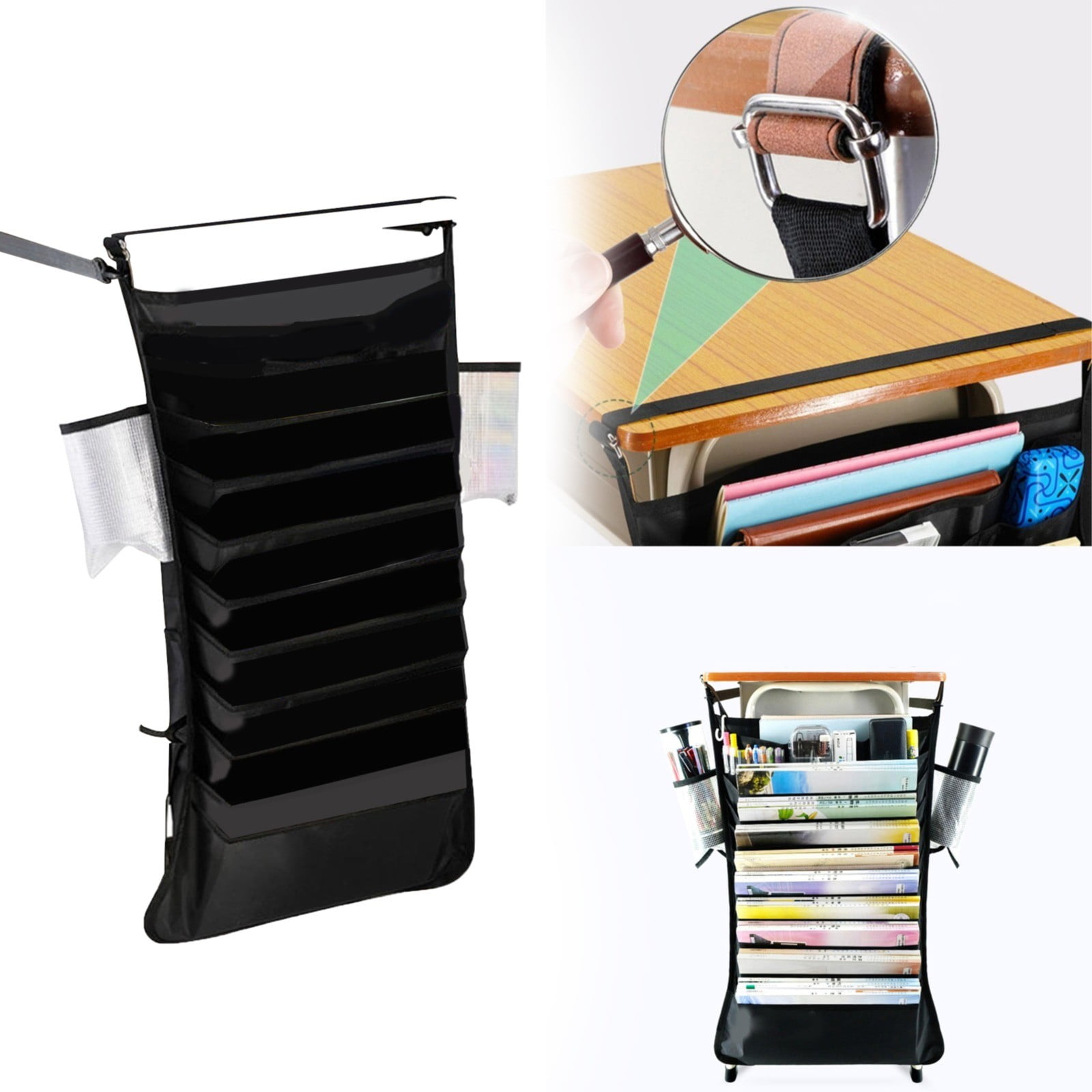 Desk Side Hanging Book Storage Organzier Pocket, Heavy Duty File ...