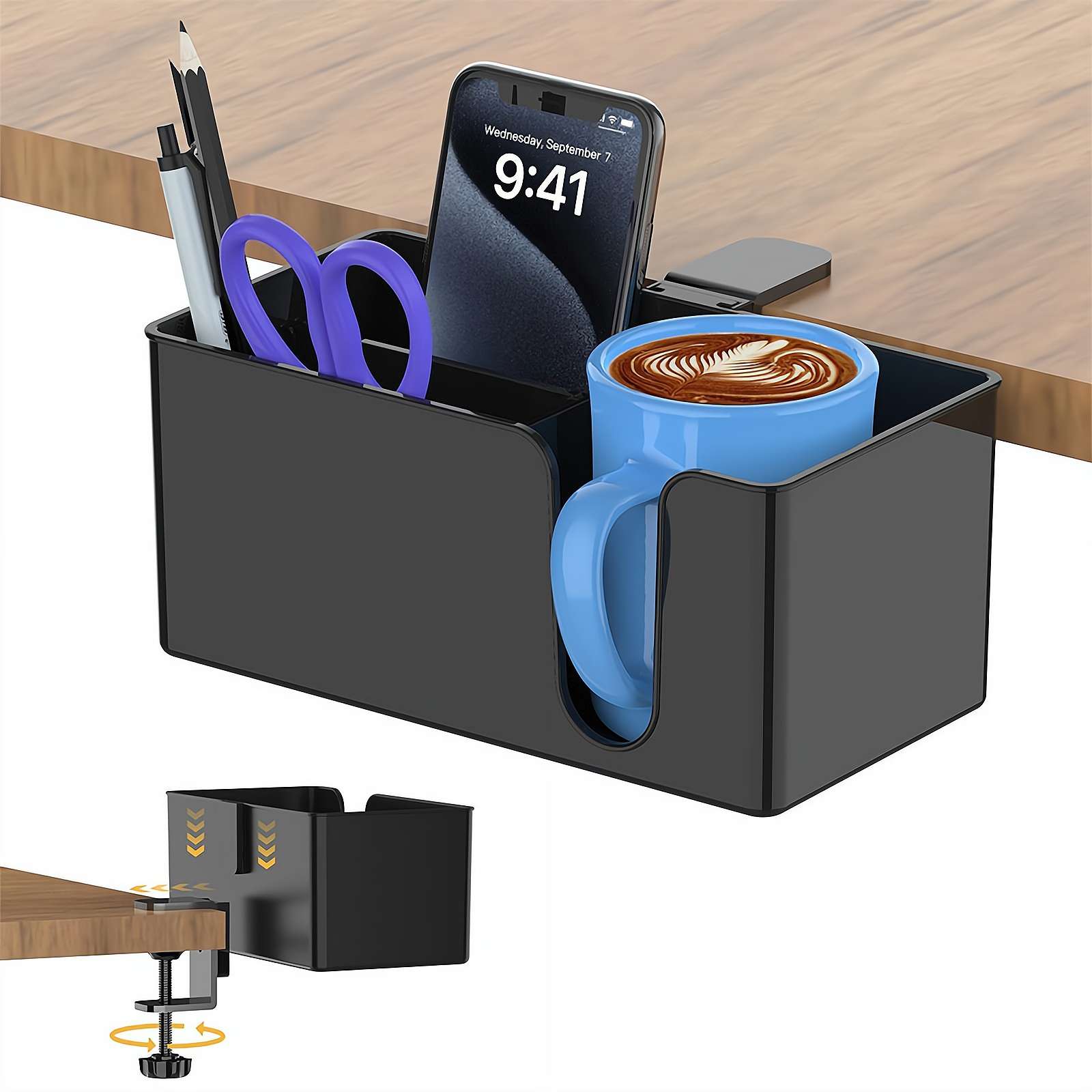 Desk Side Storage Organizer, Table Side Hanging Storage Holder, Multi ...