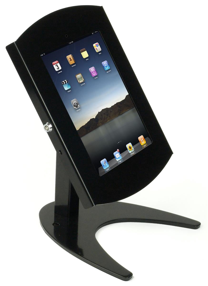 Desk Stand for iPad, Hinged, Locking Enclosure and 360-degree Rotating ...