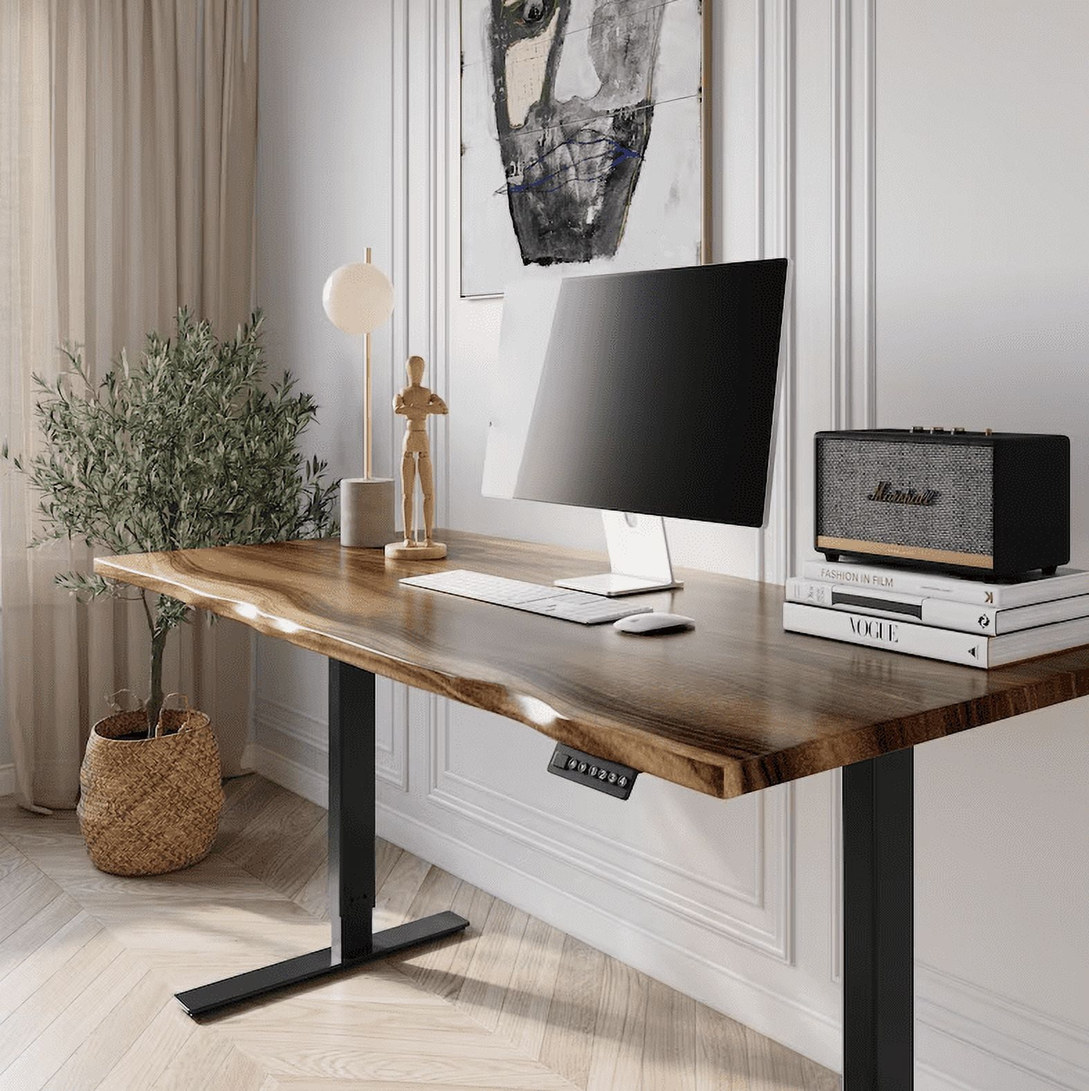 UMBZÖ Height Adjustable, Modern Walnut Standing Desk, Solid Wood with ...