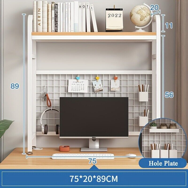 Desk Storage Shelf Office Table Computer Rack Desktop Bookshelf Black ...