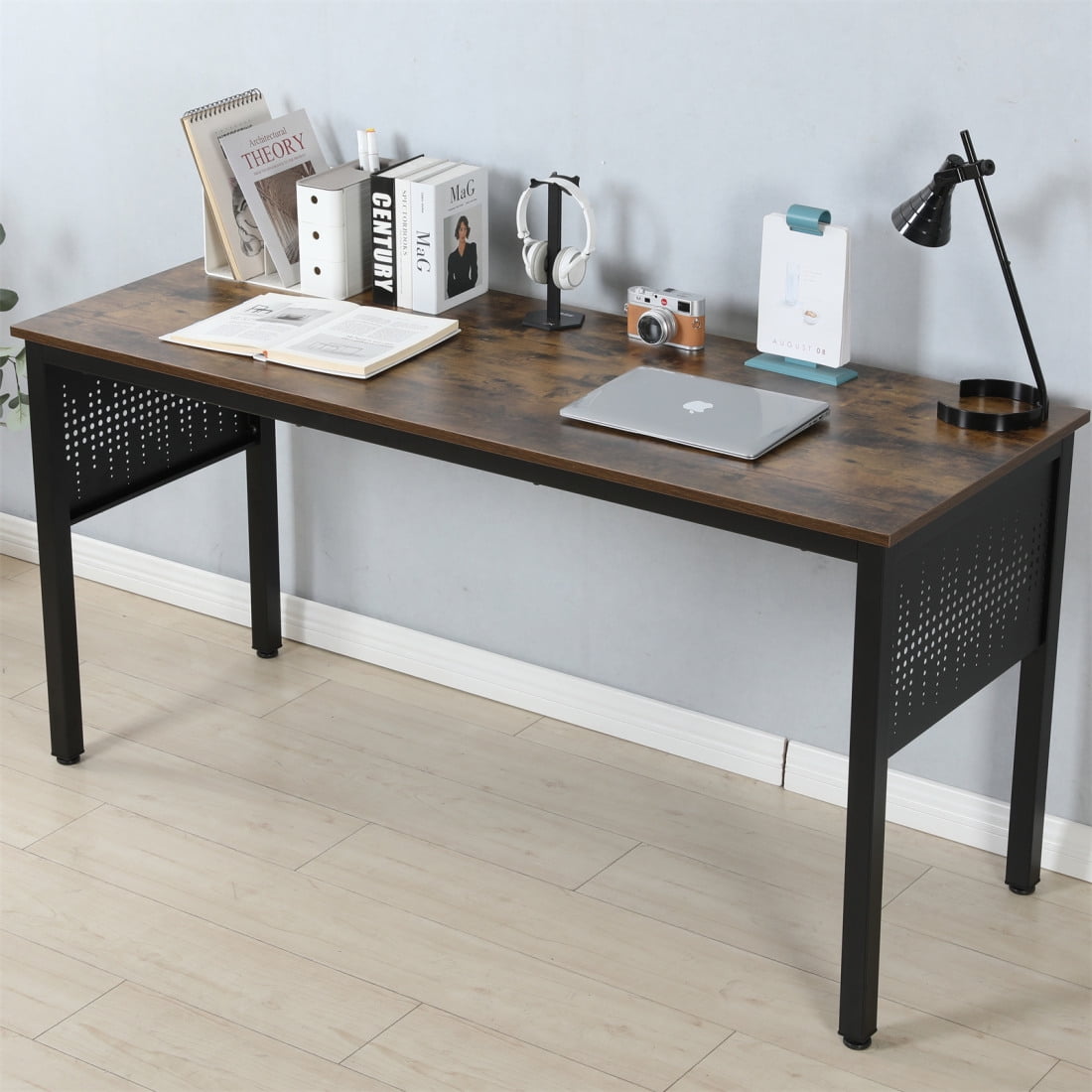 Desk, Table, Computer Desk, Home Office Desks with Metal Decorative ...
