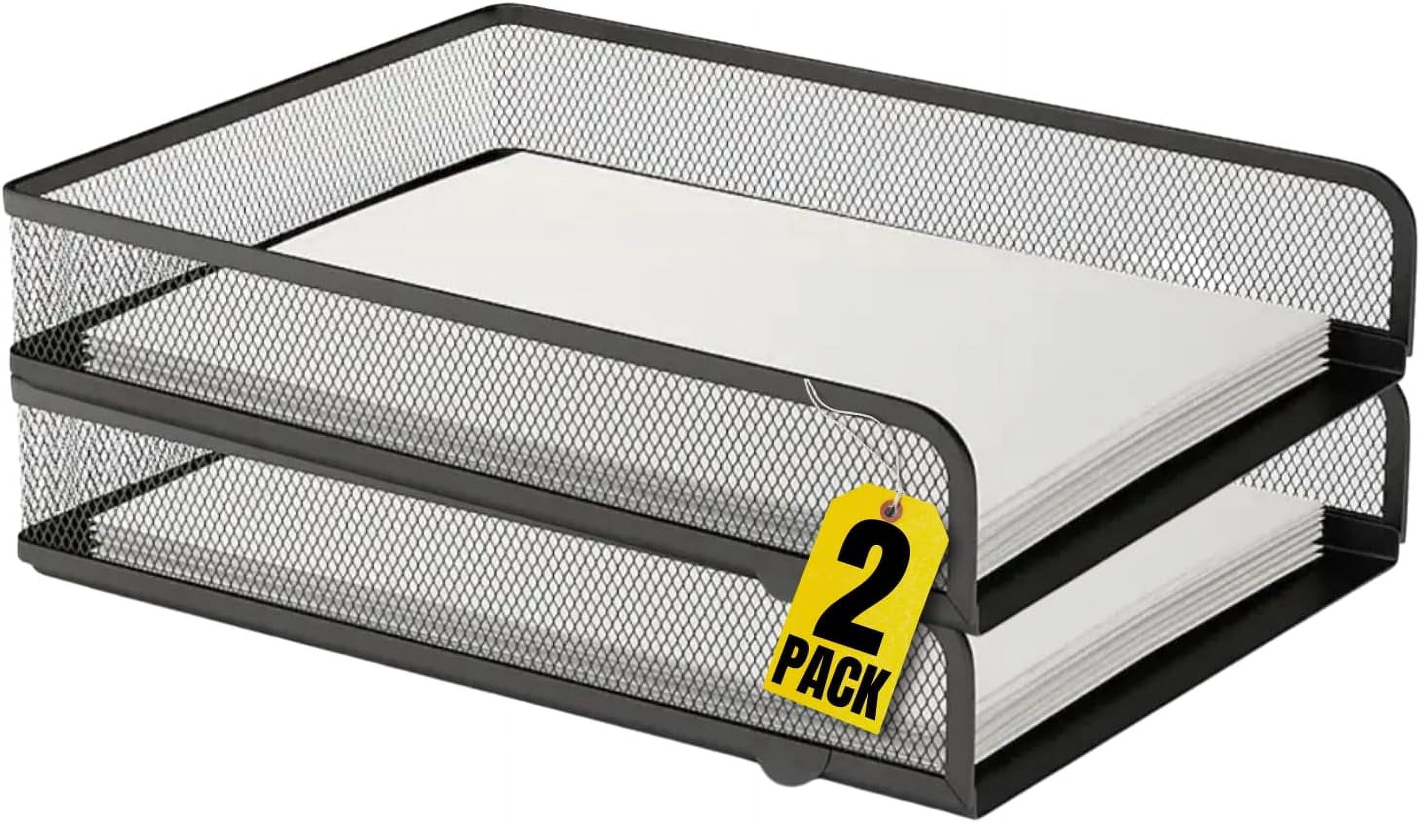 Desk Trays Stackable Letter Tray, Matte Black Wire Mesh Front-Load ...