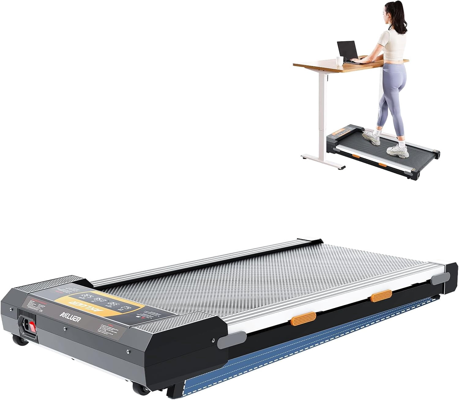 Under Desk Treadmill with Incline, 2 in 1 Walking Pad Treadmill for ...
