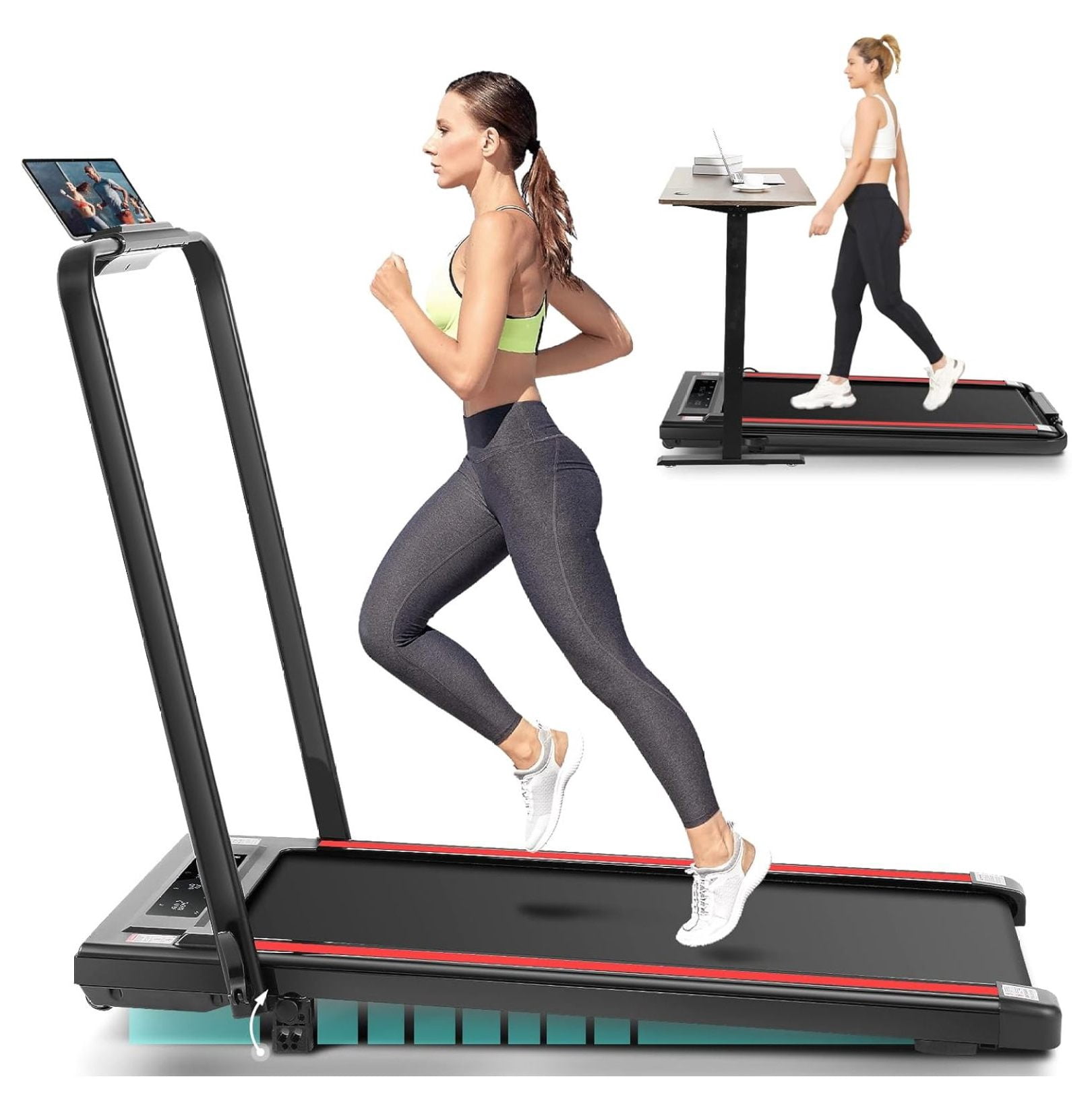 Under Desk Treadmill with Incline, 3 in 1 Walking Pad with Control, 2 ...