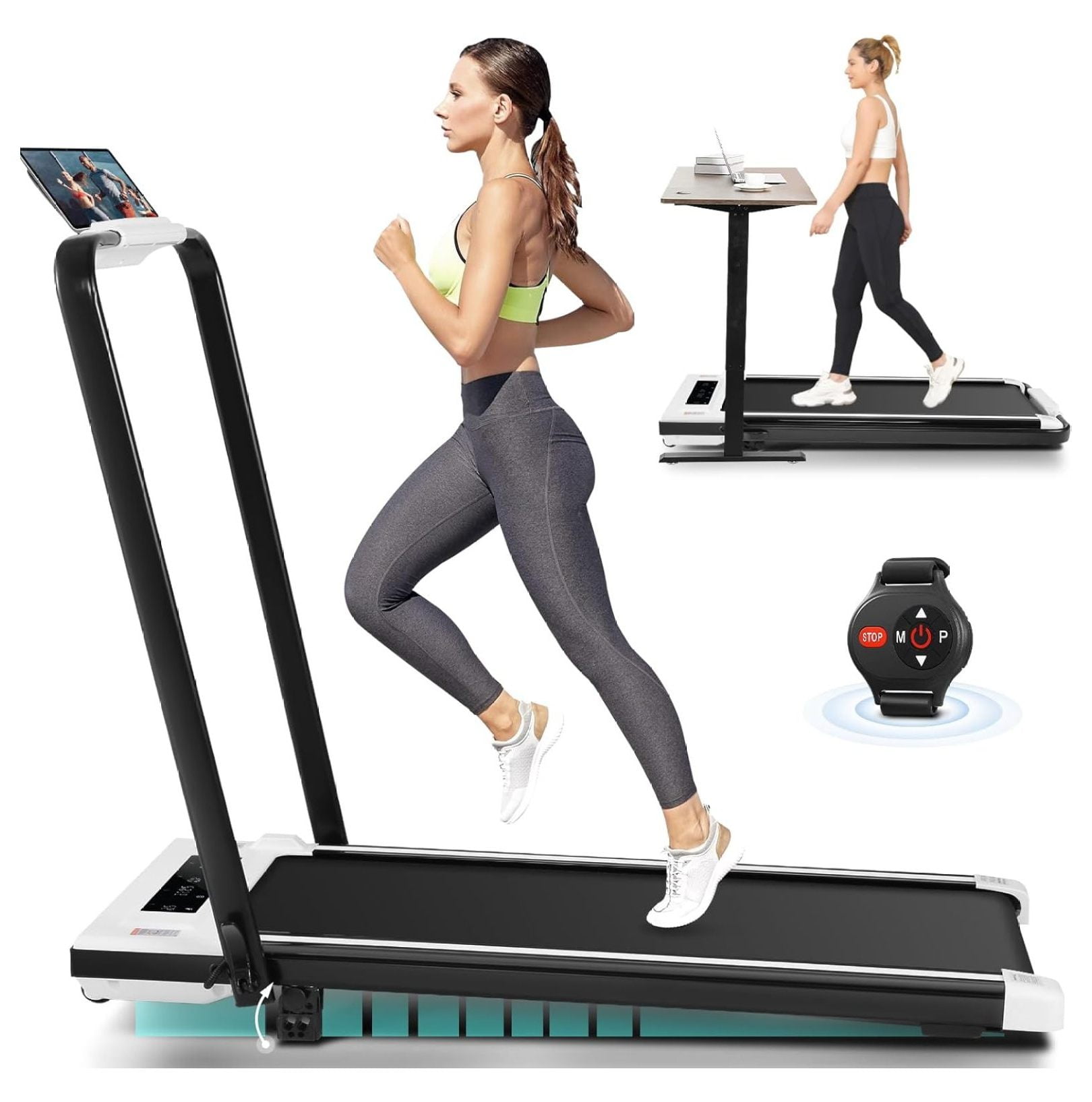 Under Desk Treadmill with Incline, 3 in 1 Walking Pad with Control, 2 ...