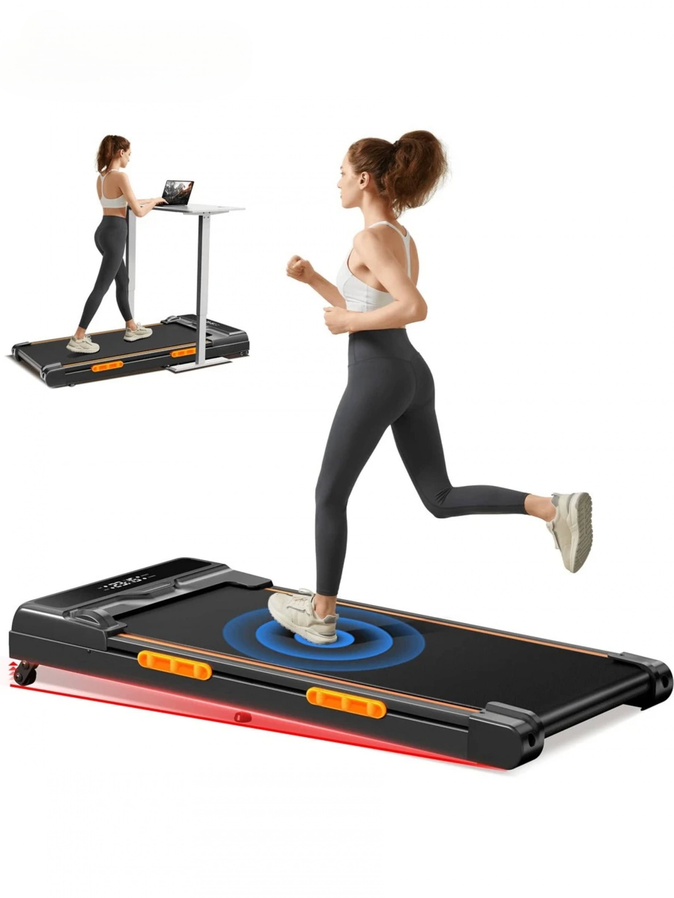 Under Desk Treadmill With Incline,Walking Pad Treadmill With Triple Shock-Absorbing System, 2 ...