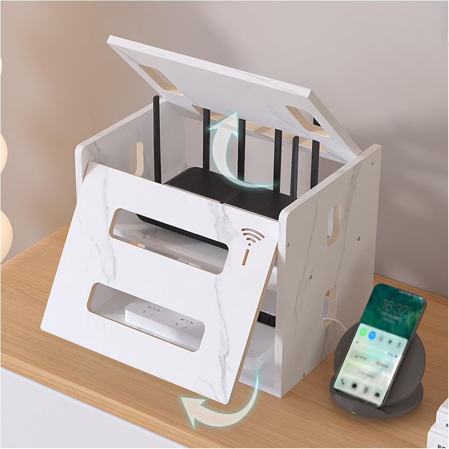 Desk WiFi Router Storage Box,Wireless Router Storage Cabinet, Router ...